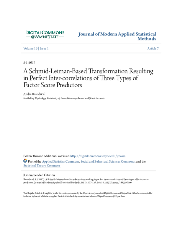 (PDF) A Schmid-Leiman-Based Transformation Resulting in Perfect Inter ...