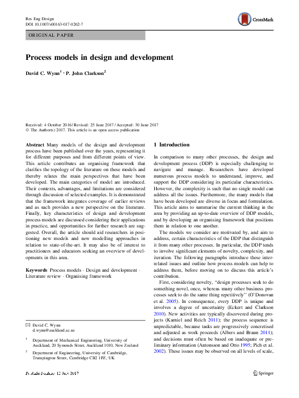 (PDF) Process models in design and development