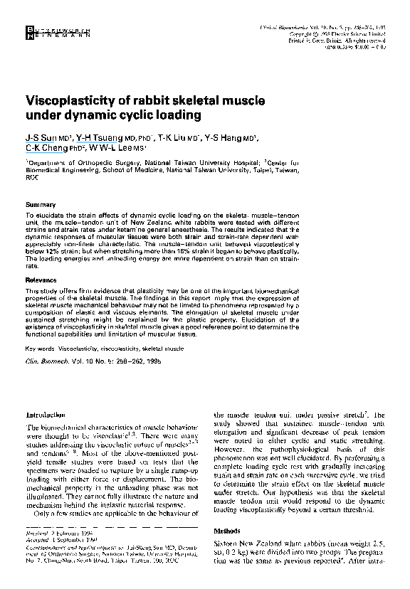 (PDF) Viscoplasticity of rabbit skeletal muscle under dynamic cyclic ...