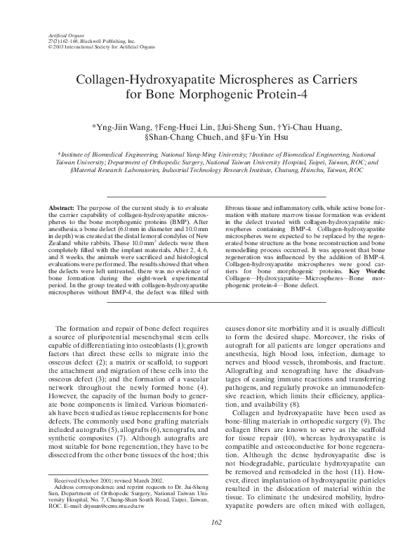 (PDF) Collagen-Hydroxyapatite Microspheres as Carriers for Bone ...