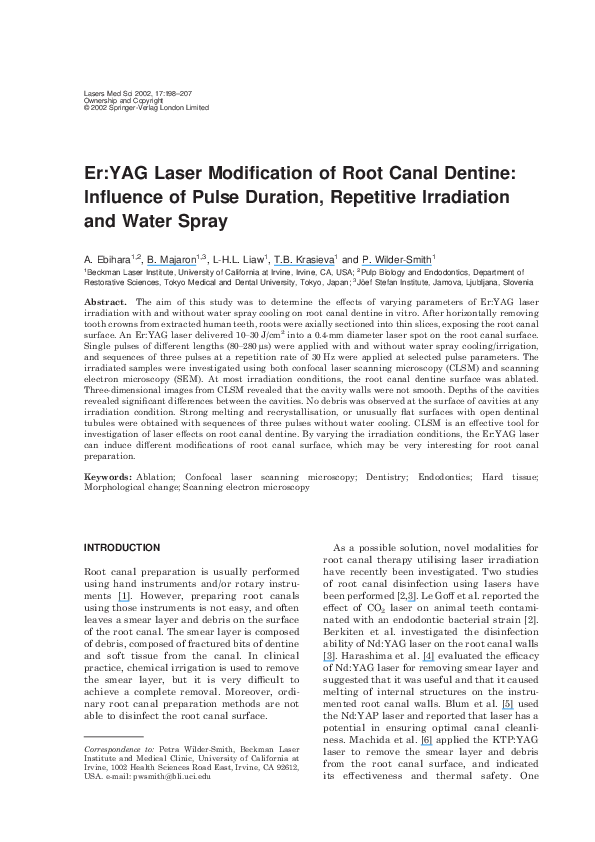 Pdf Visualization Of Root Canal Dentin Structure Irradiated By Eryag Laser Using Confocal
