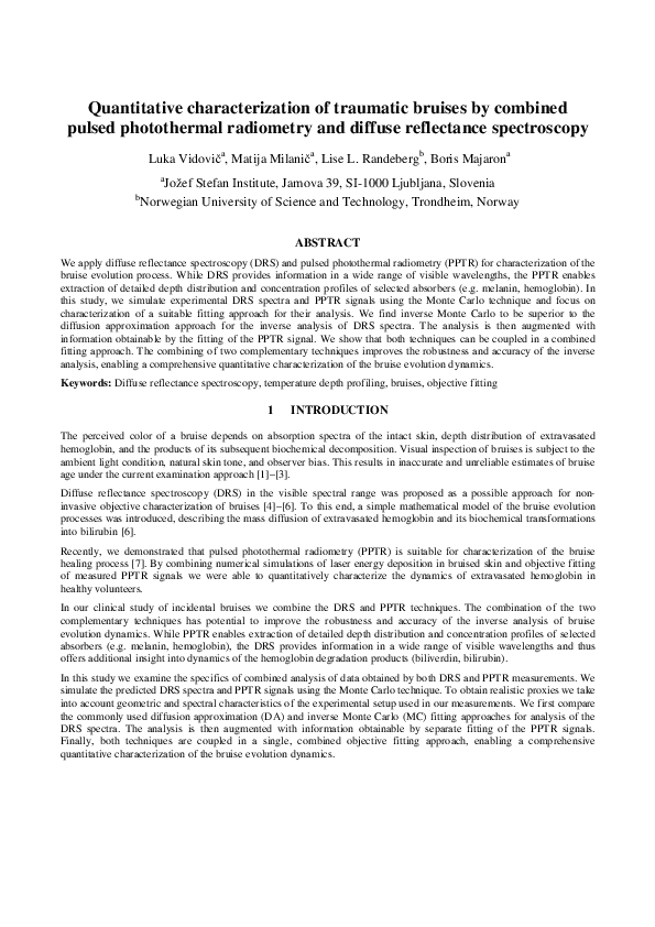 (PDF) Quantitative characterization of traumatic bruises by combined ...
