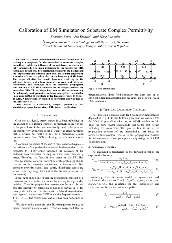 (PDF) Calibration of EM Simulator on Substrate Complex Permittivity