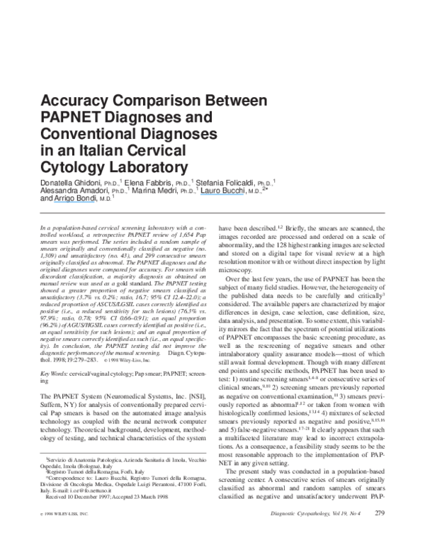 (PDF) Accuracy comparison between PAPNET diagnoses and conventional ...