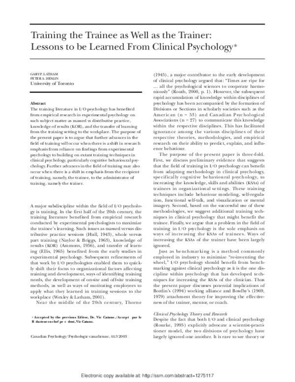 (PDF) Training the Trainee as Well as the Trainer - Lessons to be ...