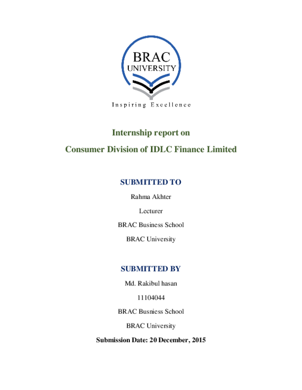 (PDF) Consumer Division of IDLC Finance Limited SUBMITTED TO SUBMITTED BY