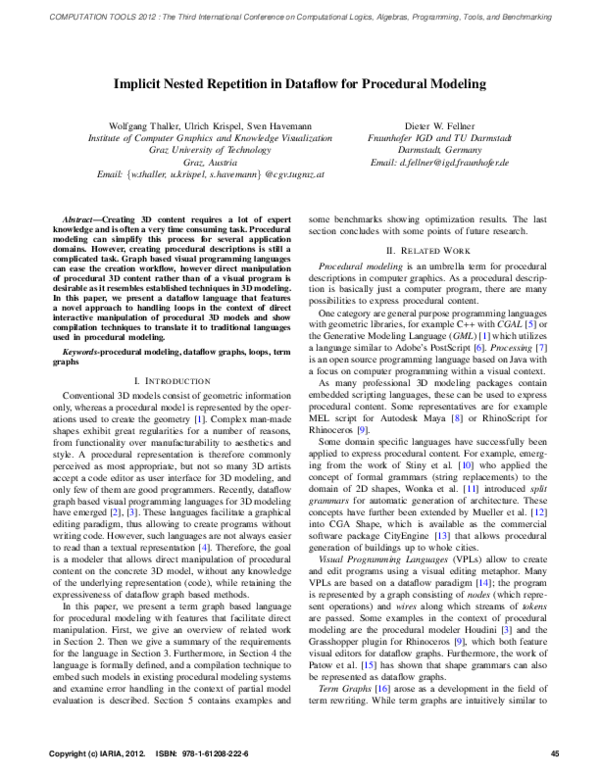 (PDF) Implicit Nested Repetition in Dataflow for Procedural Modeling