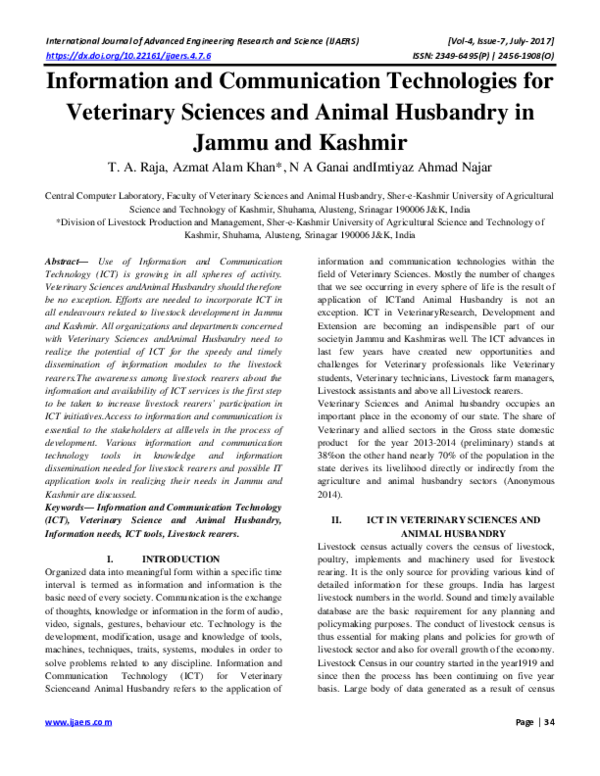 (PDF) Information and Communication Technologies for Veterinary ...