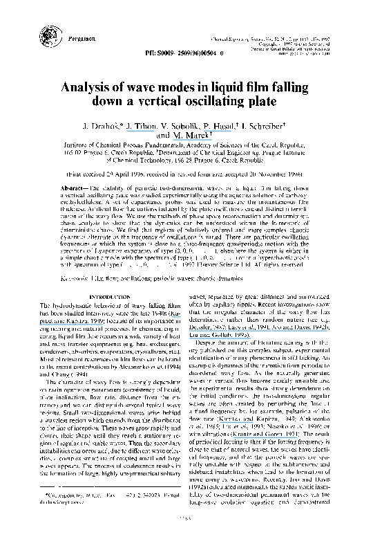 (PDF) Analysis of wave modes in liquid film falling down a vertical oscillating plate | Jaroslav ...