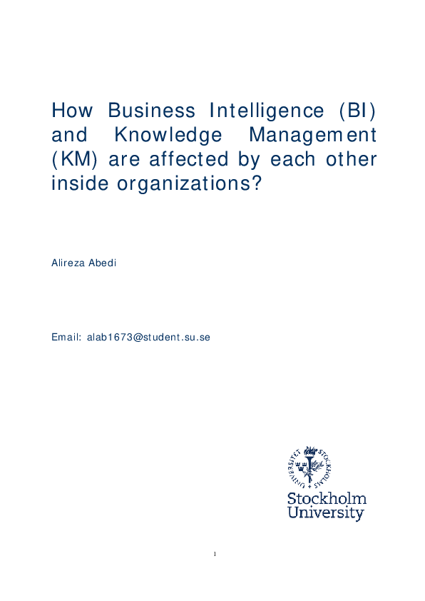 (PDF) How Business Intelligence (BI) and Knowledge Management (KM) are affected by each other ...