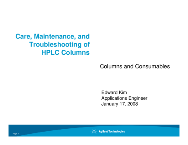 (PDF) Care, Maintenance, and Troubleshooting of HPLC Columns Columns ...