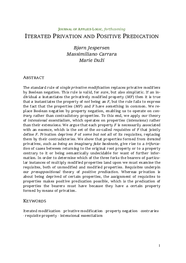 (PDF) Iterated privation and positive predication