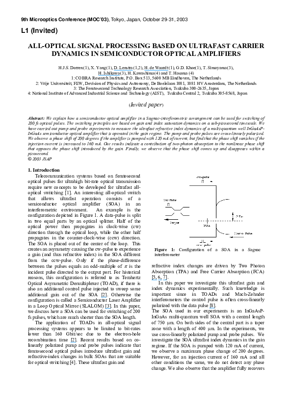 (PDF) Ultrafast All-Optical Switching in Semiconductors