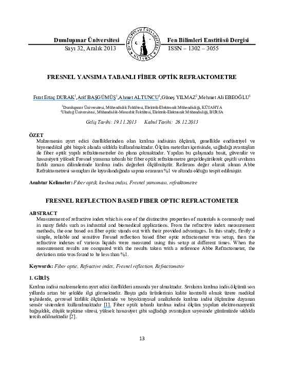 (PDF) Fresnel Reflection Based Fiber Optic Refractometer