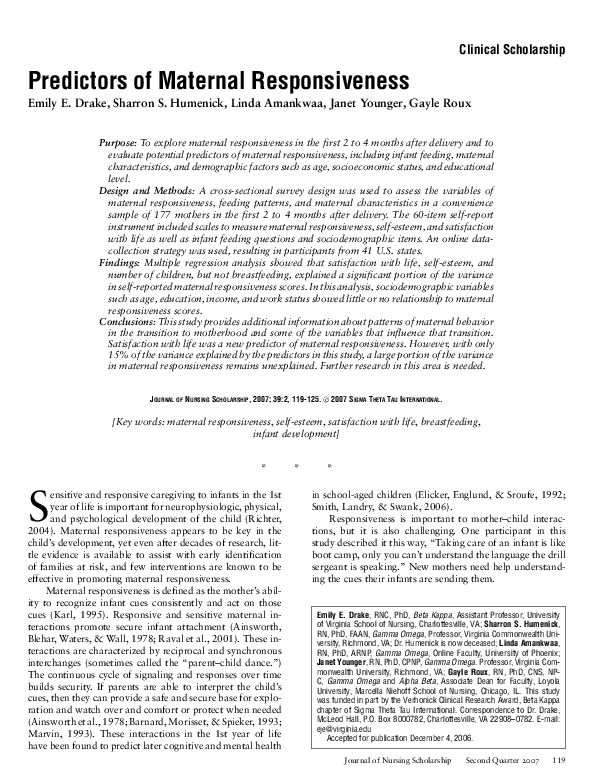 (PDF) Predictors of Maternal Responsiveness