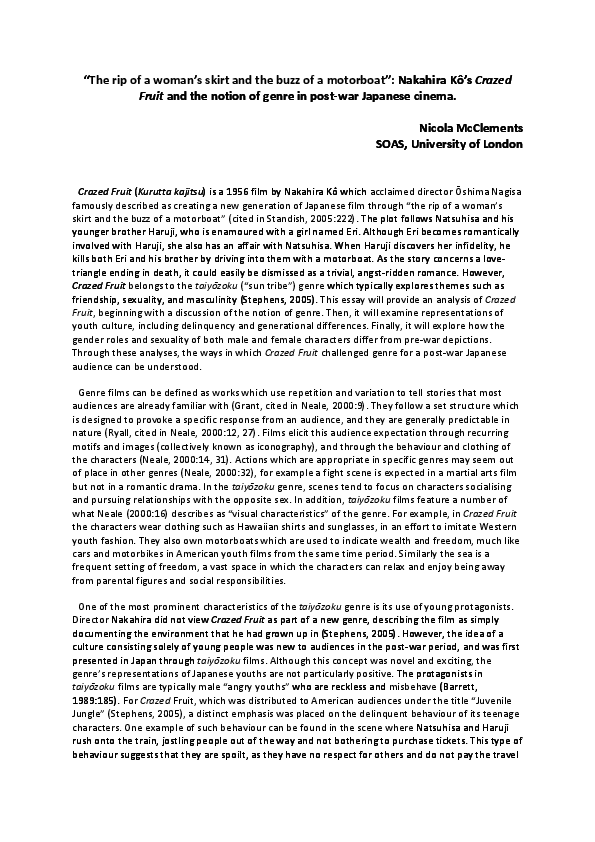 (DOC) "The rip of a woman's skirt and the buzz of a motorboat ...