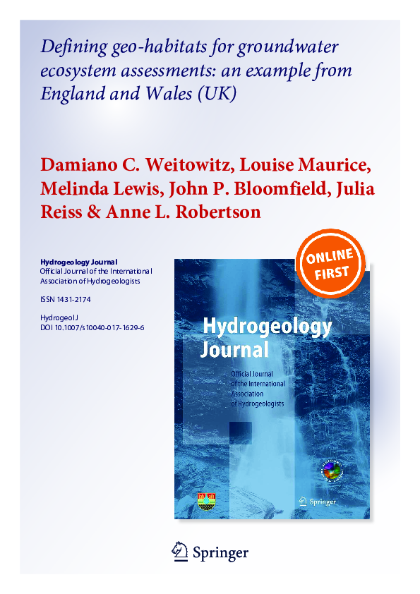 (PDF) Defining geo-habitats for groundwater ecosystem assessments: an ...