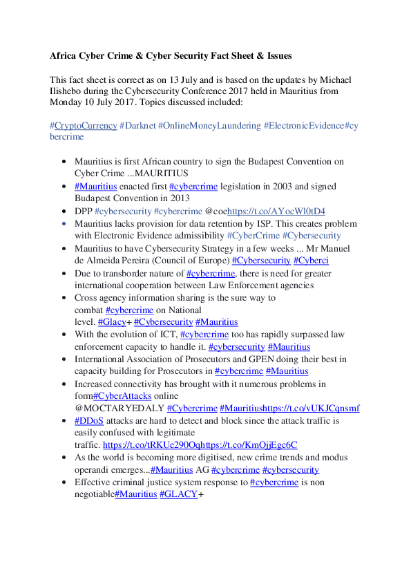 (PDF) Africa Cyber Crime & Cyber Security Fact Sheet & Issues