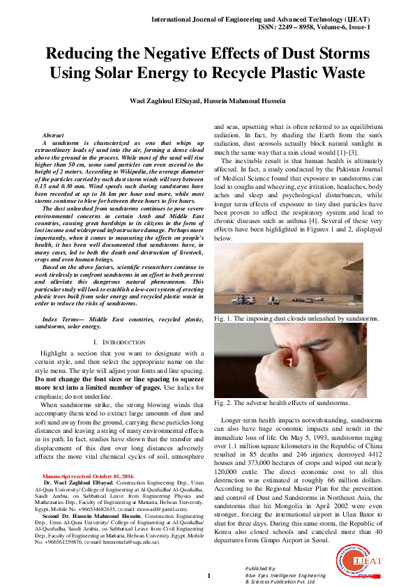 (PDF) Reducing the Negative Effects of Dust Storms