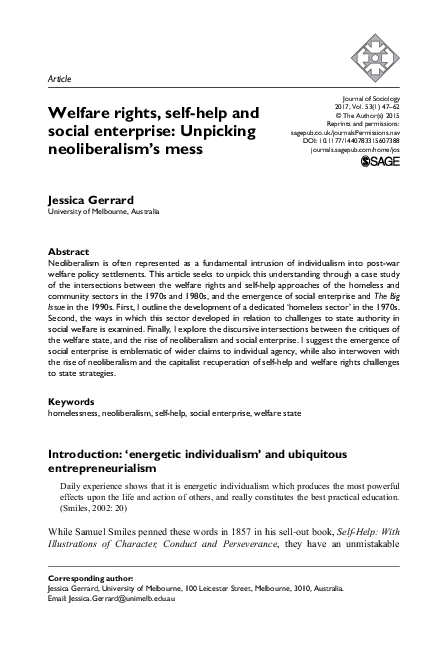 (PDF) Welfare rights, self-help and social enterprise: Unpicking ...