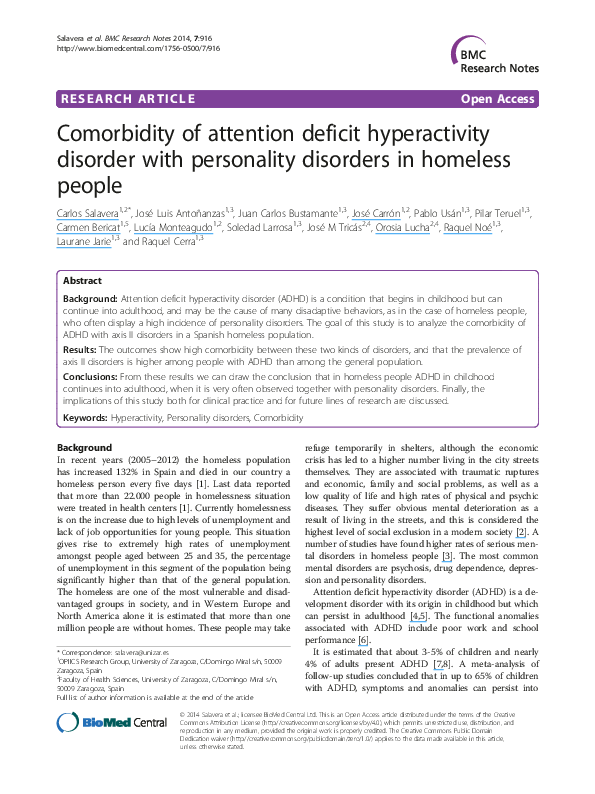 (PDF) Comorbidity of attention deficit hyperactivity disorder with personality disorders in ...