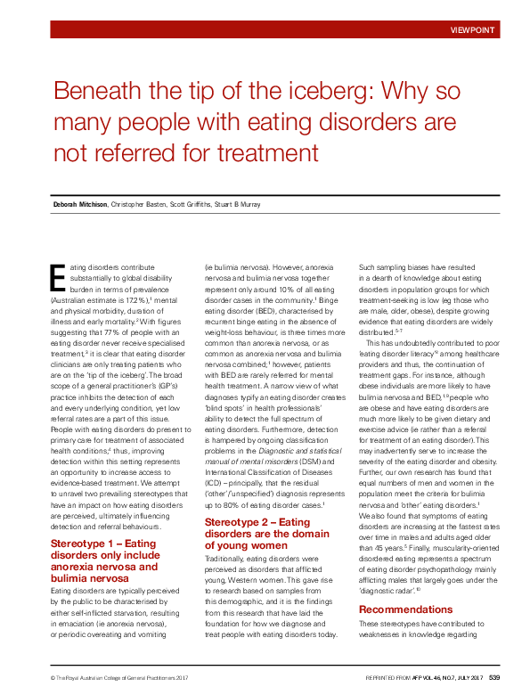 (PDF) Beneath the tip of the iceberg: Why so many people with eating ...