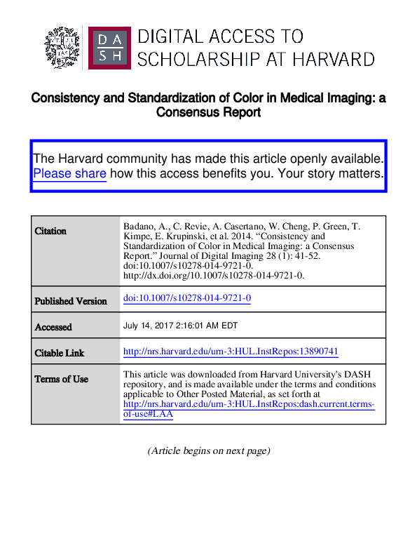 (PDF) Consistency and Standardization of Color in Medical Imaging: a ...