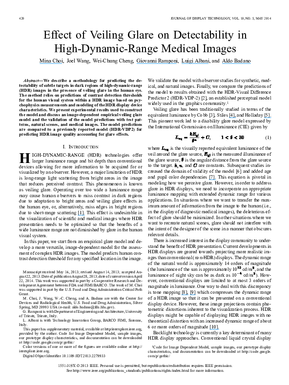 (PDF) Effect of Veiling Glare on Detectability in High-Dynamic-Range ...
