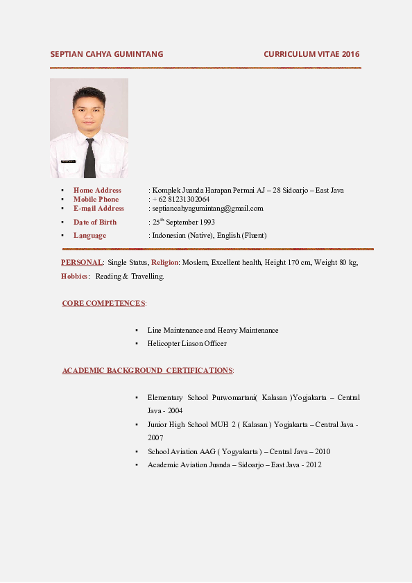 (PDF) SEPTIAN CAHYA GUMINTANG CURRICULUM VITAE 2016 | Septian Gumintang - Academia.edu