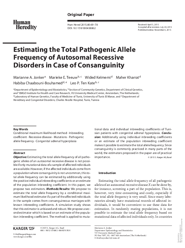 (PDF) Estimating the Total Pathogenic Allele Frequency of Autosomal ...