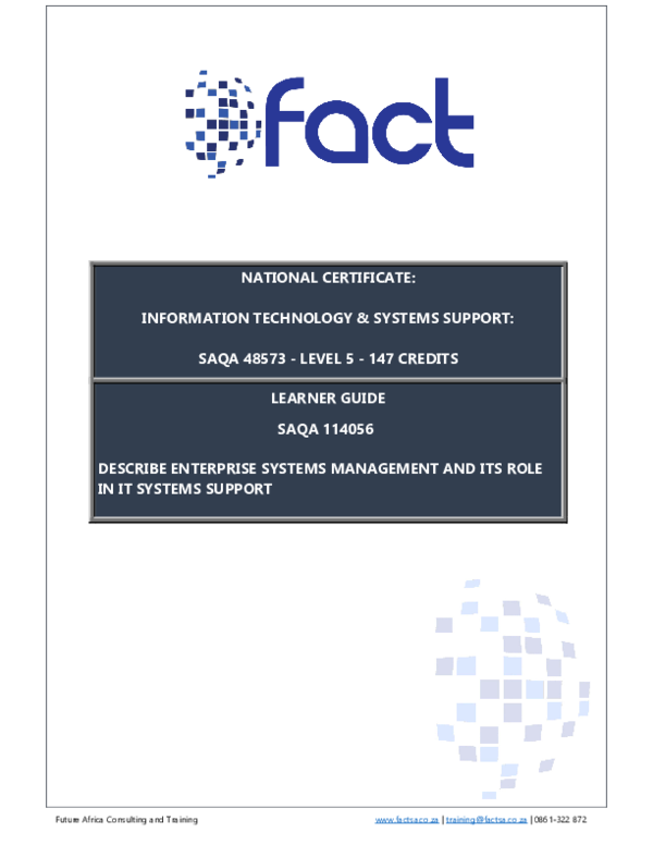 Pdf National Certificate Information Technology And Systems Support Saqa 48573 Level 5 147