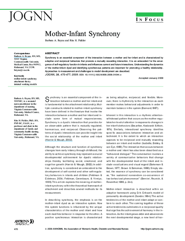 (PDF) Mother–infant synchrony during infant feeding
