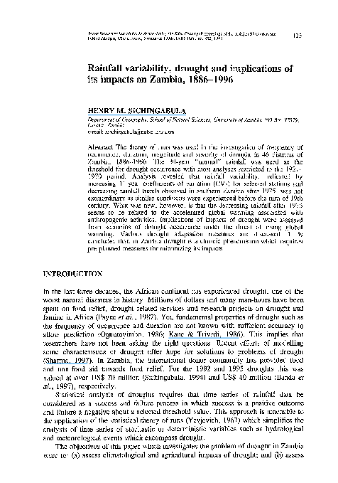 (PDF) Rainfall variability, drought and implications of its impacts on ...