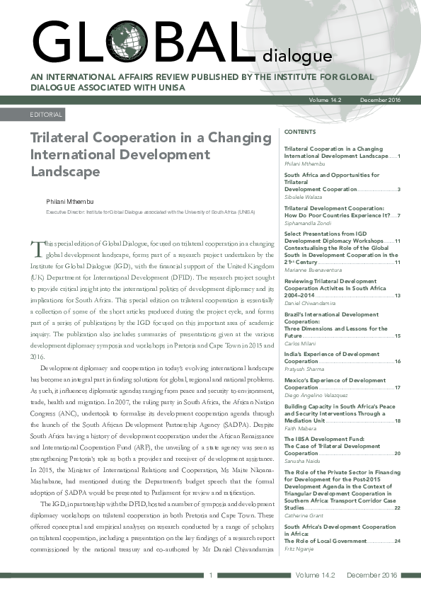 (PDF) Trilateral Cooperation in a Changing International Development ...