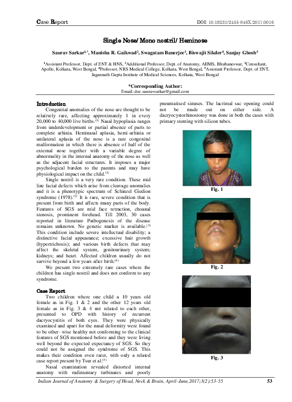 (PDF) Single Nose/ Mono nostril/ Heminose