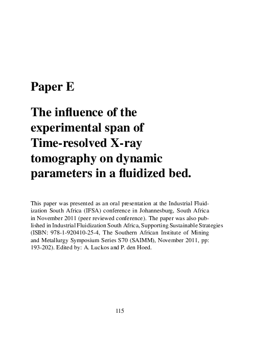(PDF) Fast X-Ray Tomography of a Bubbling Fluidized | Robert Mudde ...