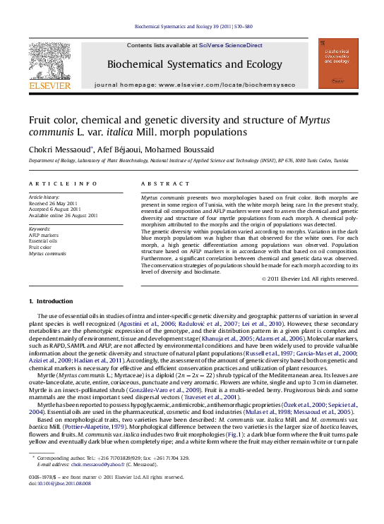 (PDF) Fruit color, chemical and genetic diversity and structure of ...