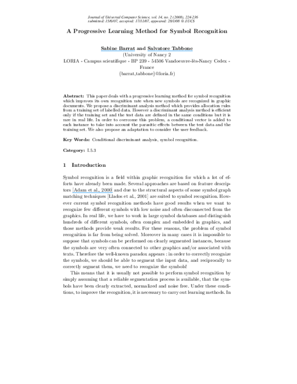 (PDF) A progressive learning method for symbols recognition
