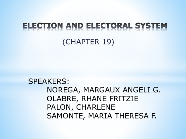 (PPT) ELECTION AND ELECTORAL SYSTEM