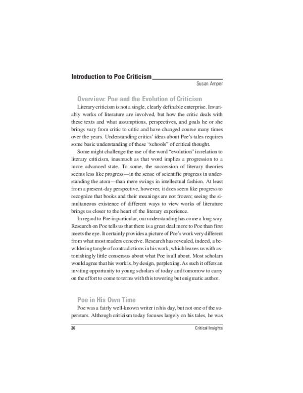 (PDF) Introduction to Poe Criticism