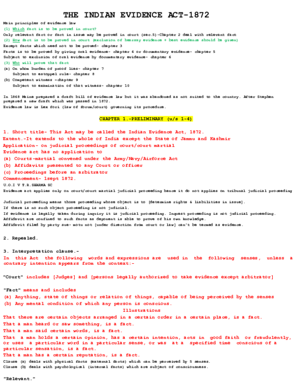 (DOC) THE INDIAN EVIDENCE ACT-1872