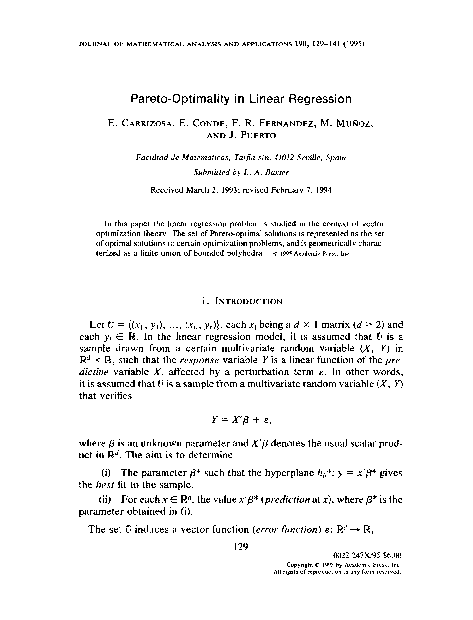 (PDF) Pareto-Optimality in Linear Regression