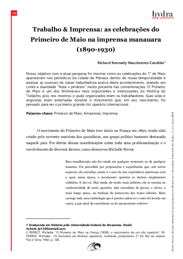 (PDF) Trabalho & Imprensa: as celebrações do Primeiro de Maio na ...