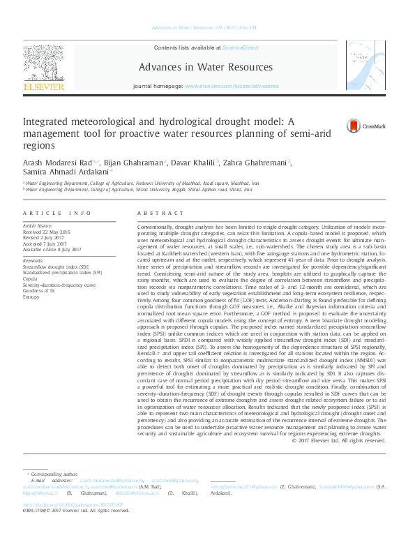 (PDF) Integrated meteorological and hydrological drought model: A ...