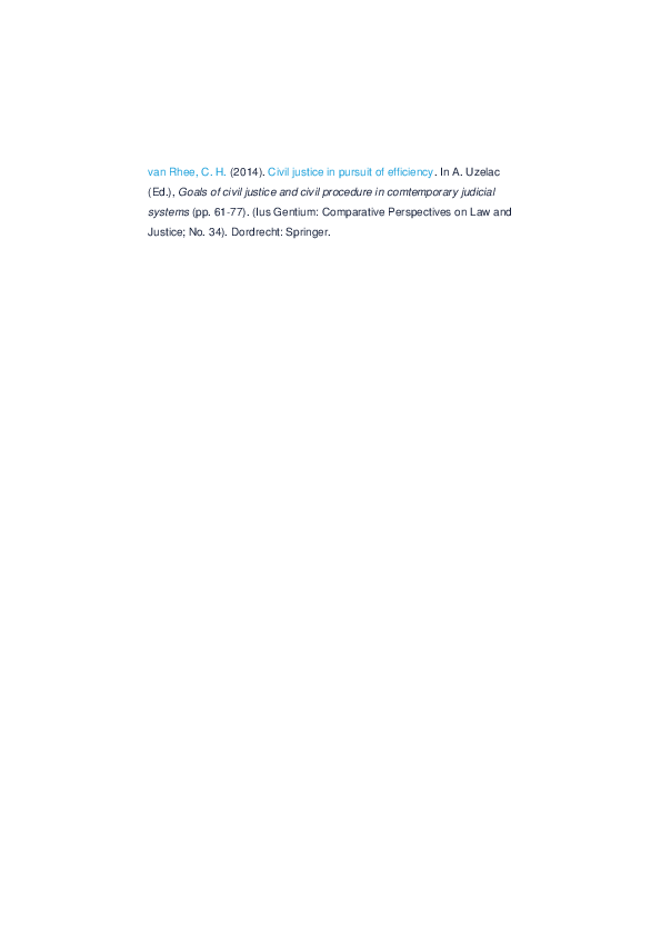 (PDF) van Rhee, C. H. (2014). Civil justice in pursuit of efficiency ...