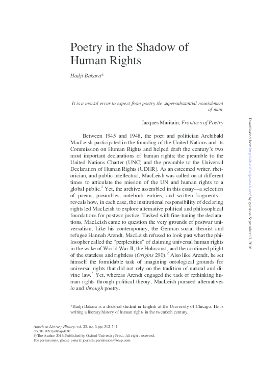 (PDF) MacLeish's Poetry and Human Rights Intersections