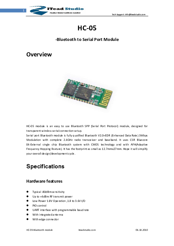 (PDF) HC-05 Bluetooth module