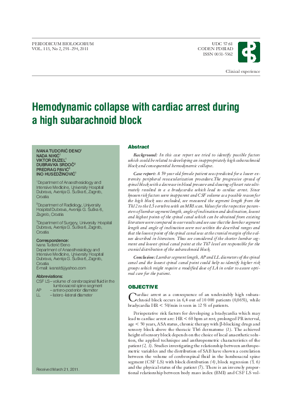 (PDF) Hemodynamic collapse with cardiac arrest during a high ...