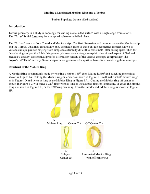 (DOC) Making a Laminated Mobius Ring and a Torbus