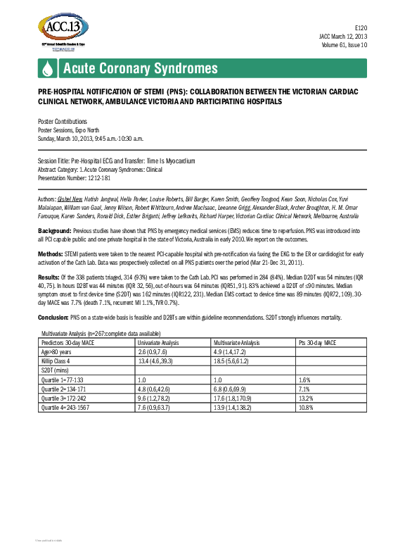(PDF) Pre-Hospital Notification of Stemi (PNS): Collaboration Between ...